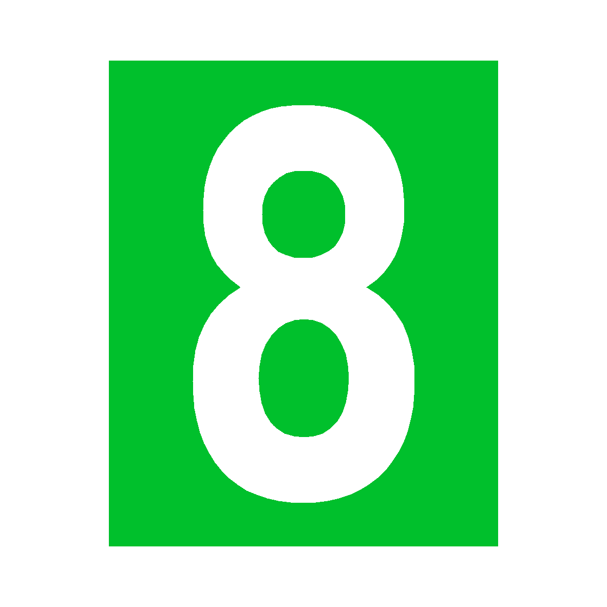 Green Number 8 Sign | Safety-Label.co.uk