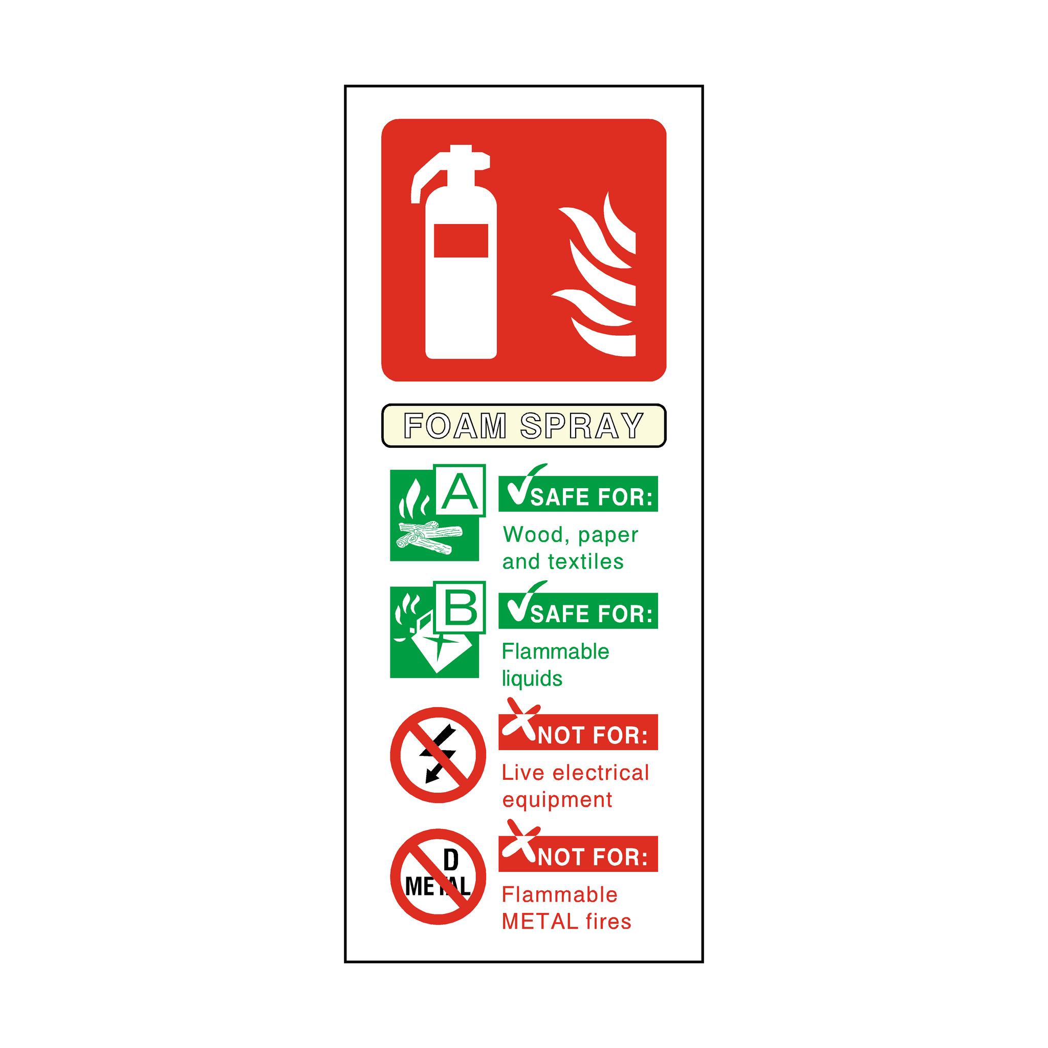 Foam Spray Fire Extinguisher Sign | Safety-Label.co.uk