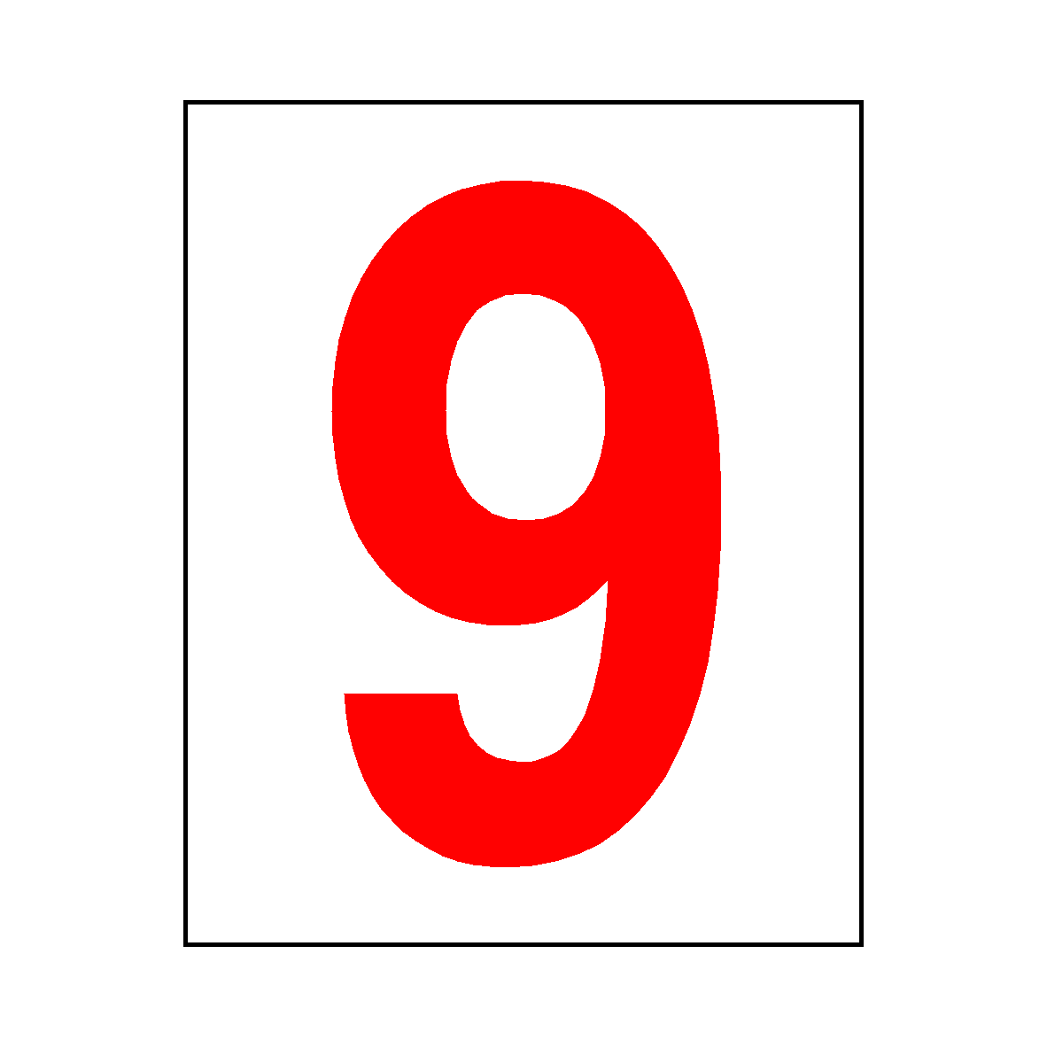 Number 9 Sign Red | Safety-Label.co.uk