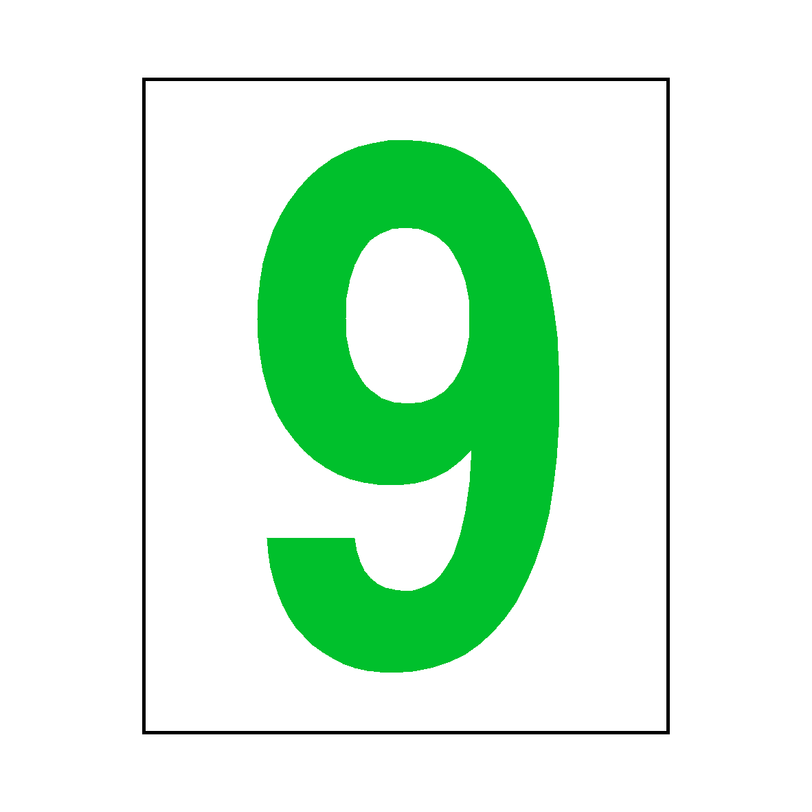 Number 9 Sign Green | Safety-Label.co.uk