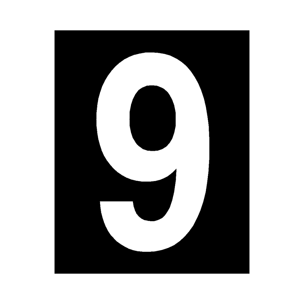 White Number 9 Sign | Safety-Label.co.uk