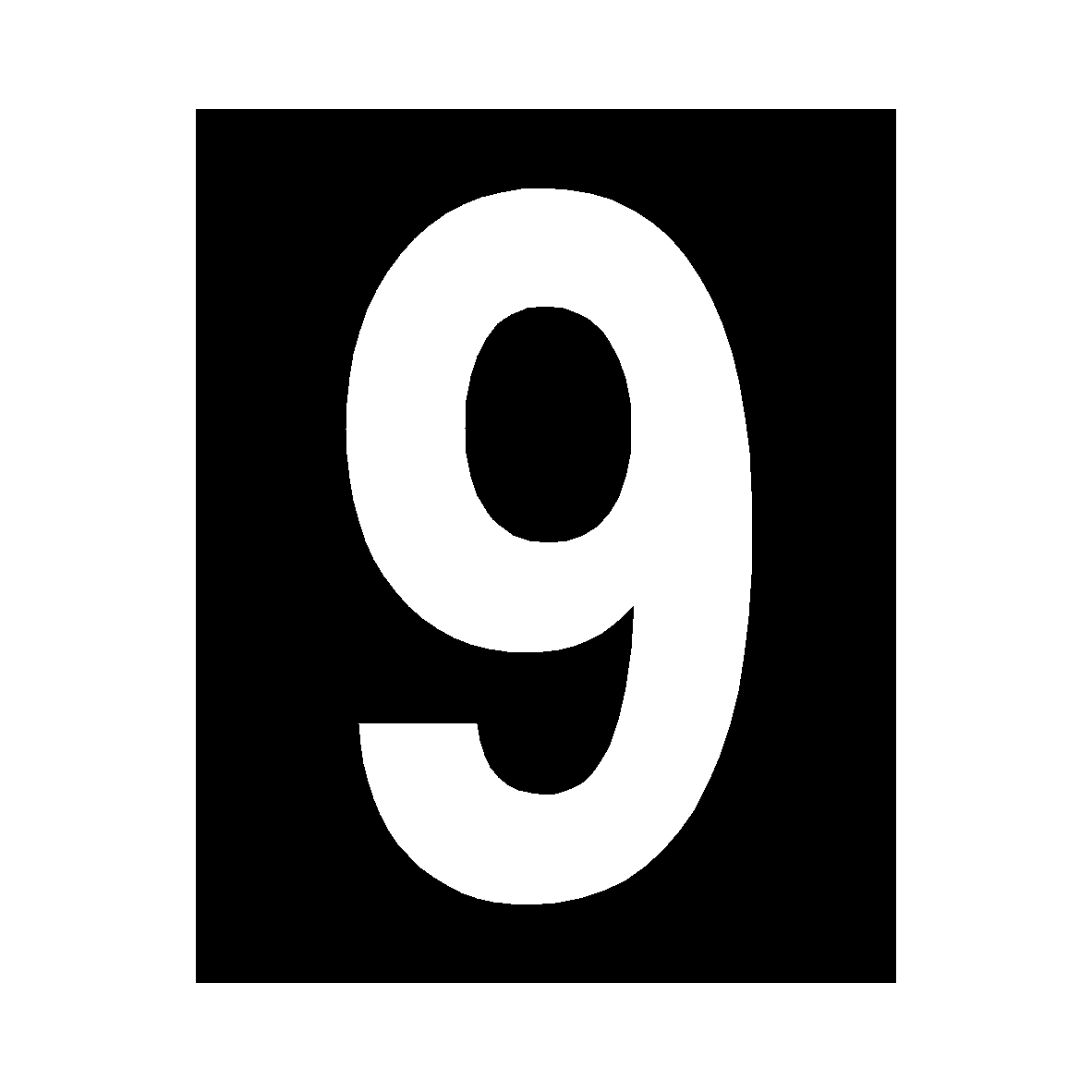 White Number 9 Sign
