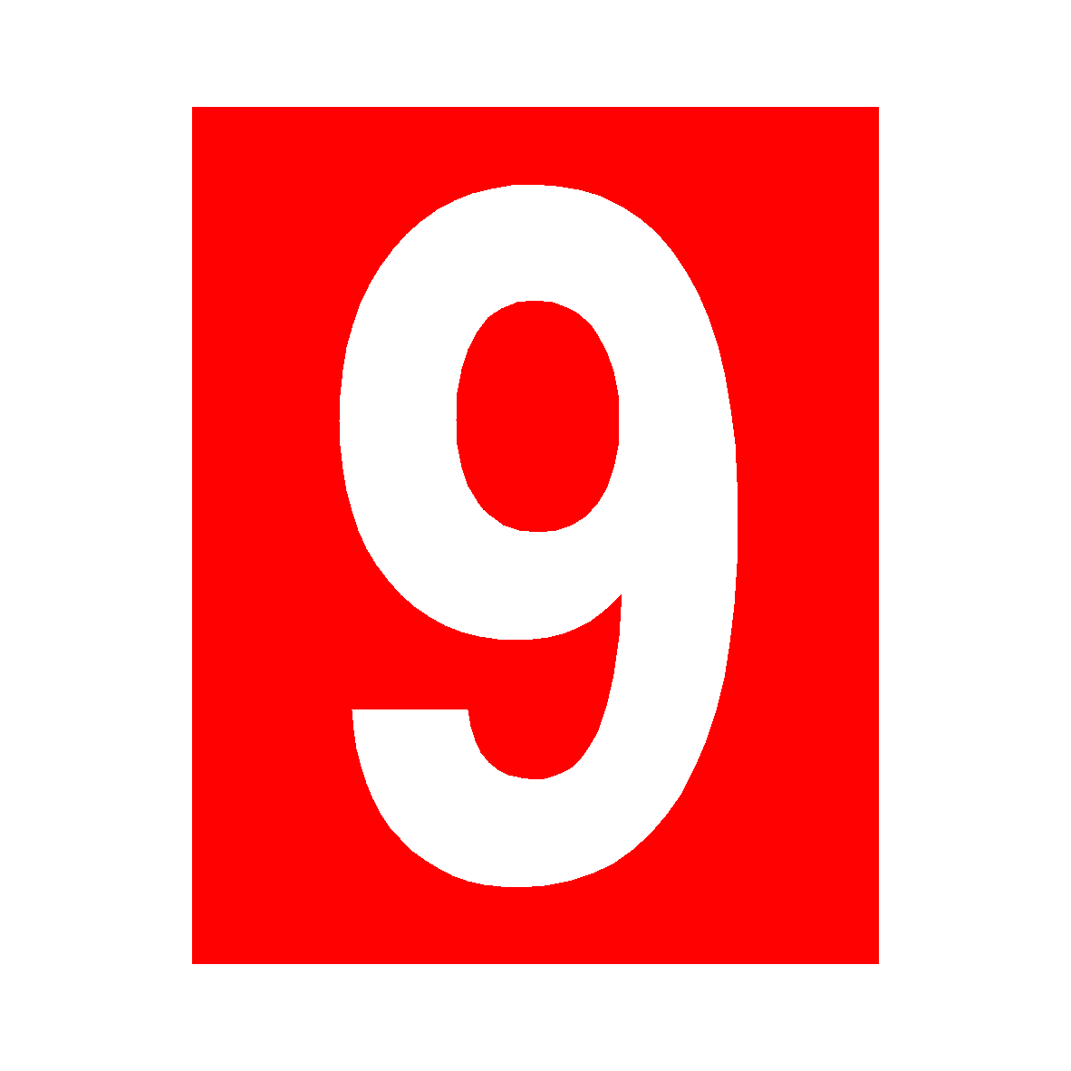 Red Number 9 Sign | Safety-Label.co.uk