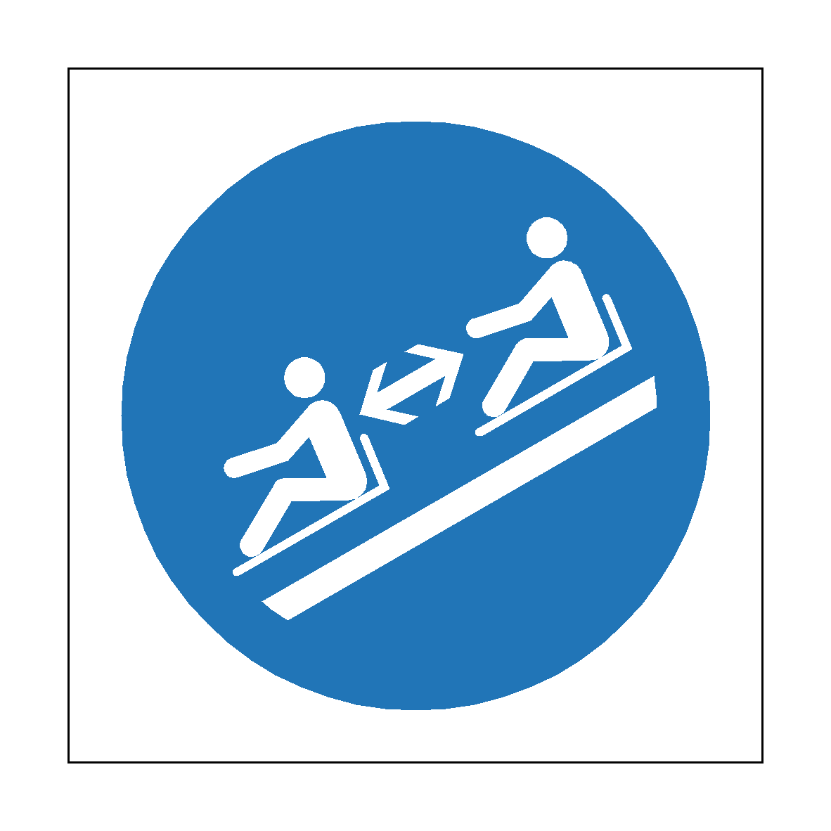 Keep Safe Distance Between Sleds Symbol Sign | Safety-Label.co.uk