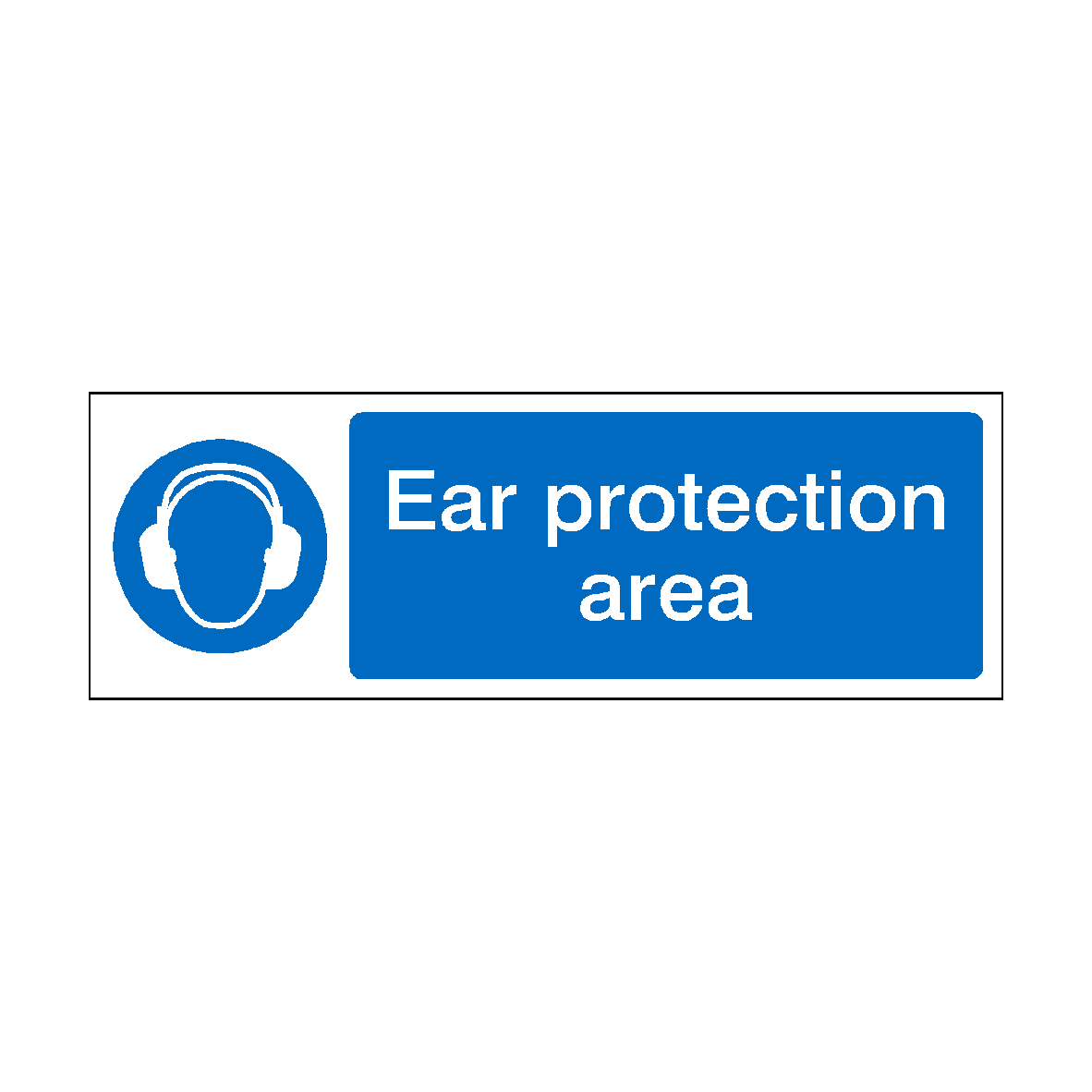 Ear Protection Area Horizontal Sign | Safety-Label.co.uk