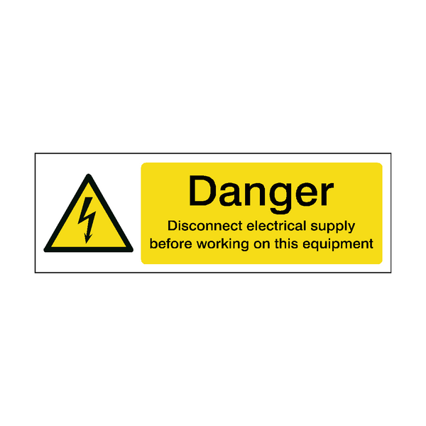 Disconnect Electrical Supply Before Working On This Equipment Label ...