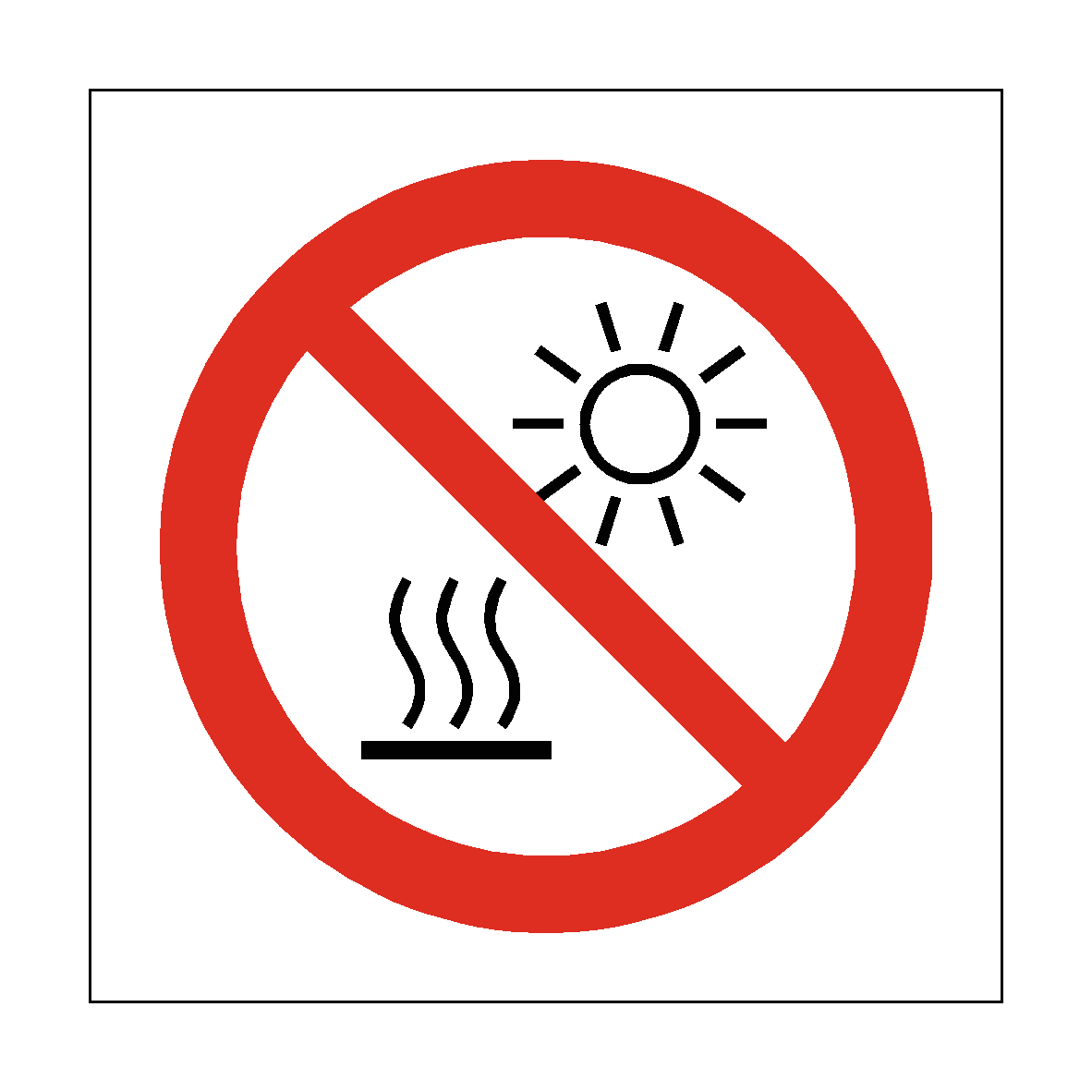 Do Not Expose To Direct Sunlight Or Hot Surface Symbol Label | Safety ...