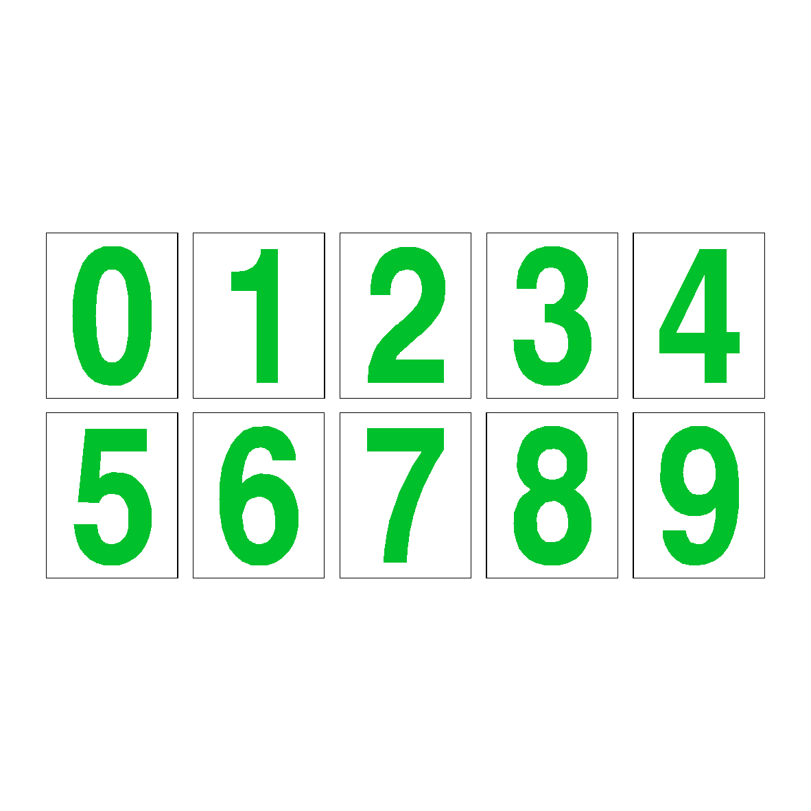 Number Sign Pack 0 to 9 Green | Safety-Label.co.uk