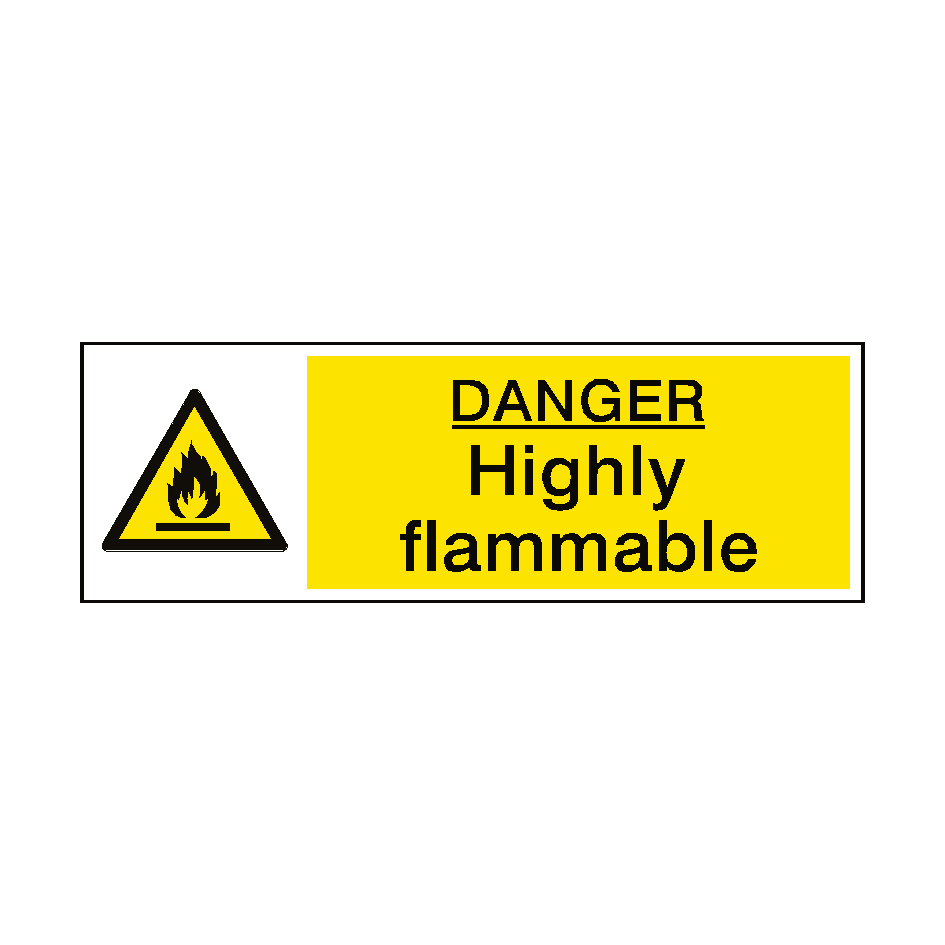 Danger Highly Flammable Sticker | Safety-Label.co.uk