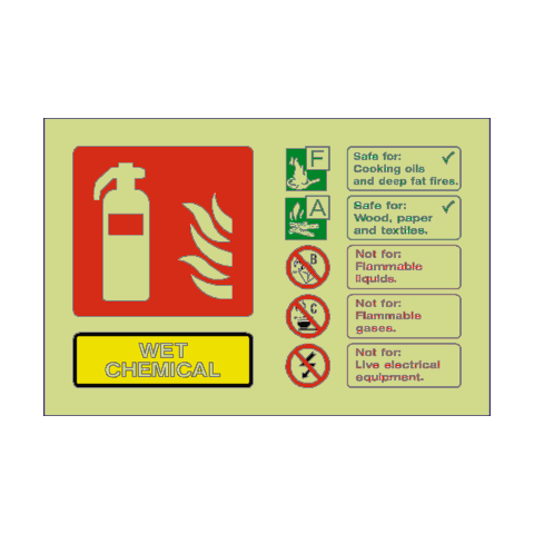 Wet Chemical Extinguisher Photoluminescent Sign | Safety-Label.co.uk