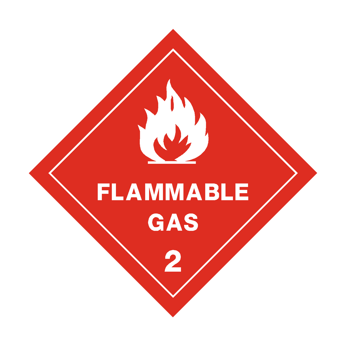 Flammable Gas 2 White Sticker | Safety-Label.co.uk