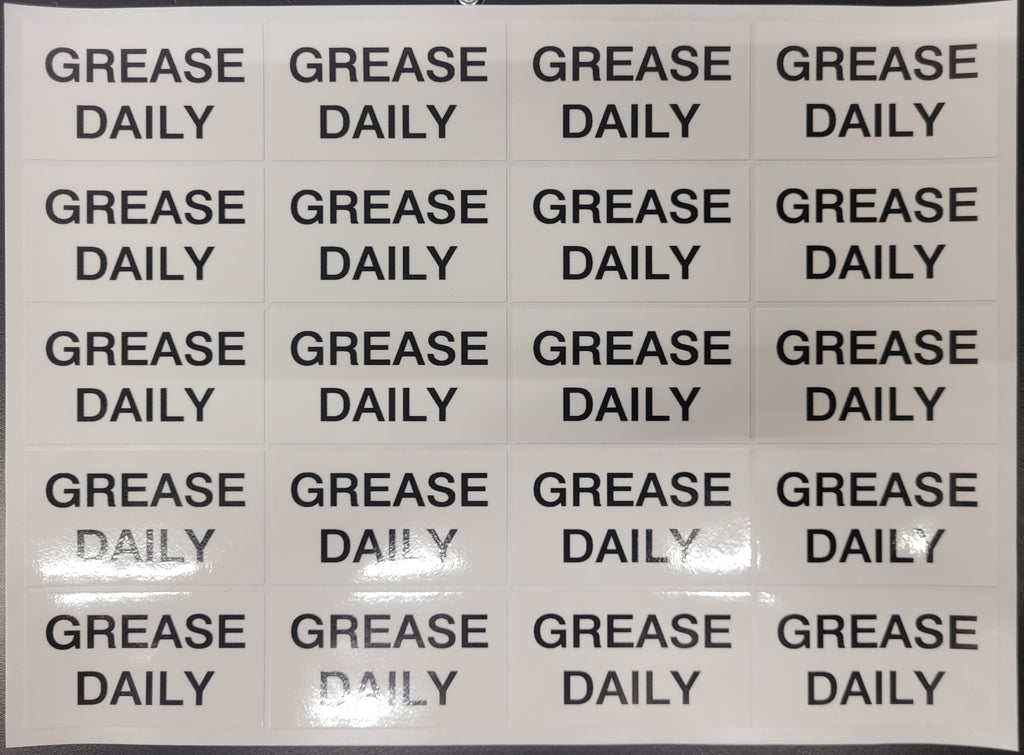 Grease Daily Black Text - Pack of 20 | Safety-Label.co.uk