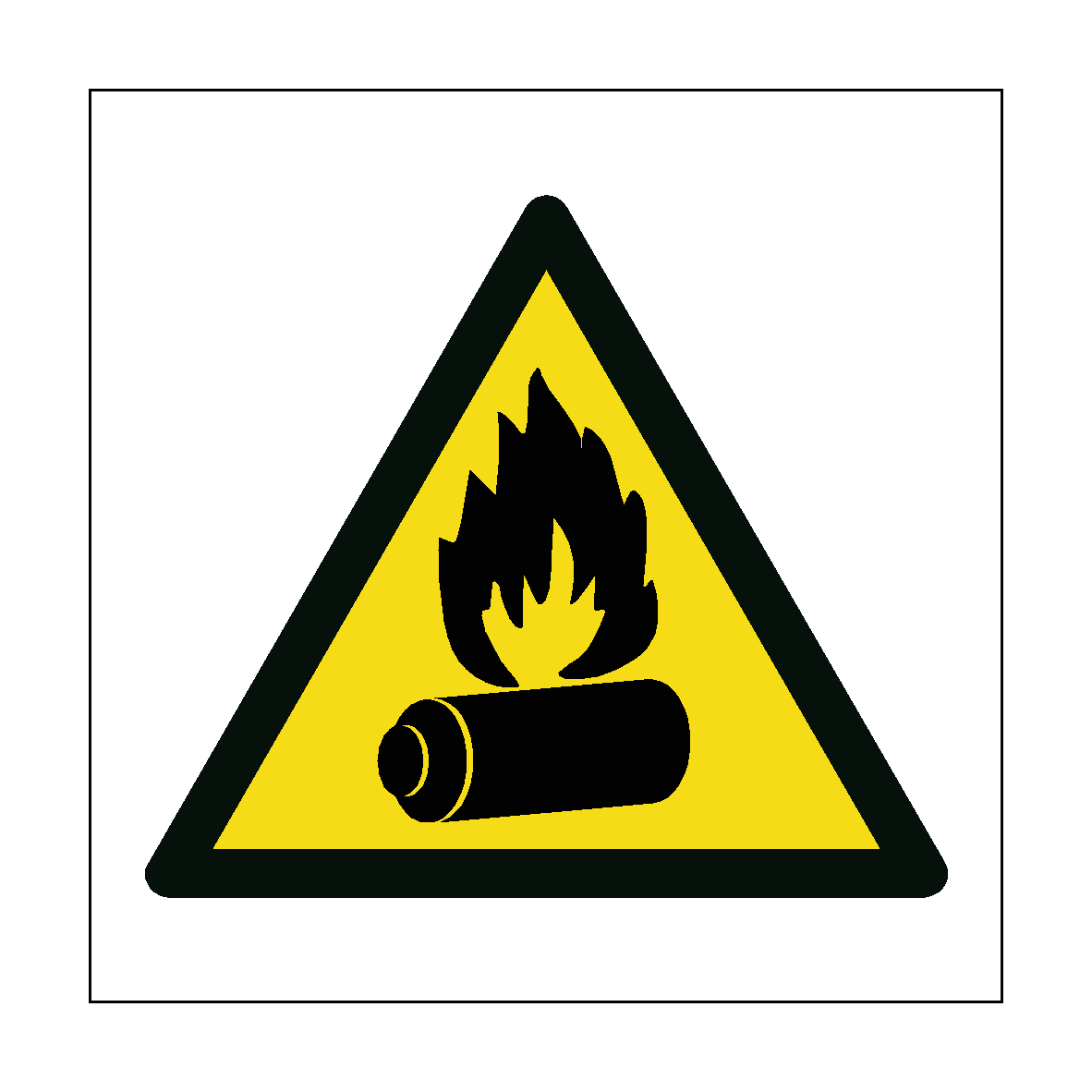 Flammable Battery Hazard Symbol Label | Safety-Label.co.uk