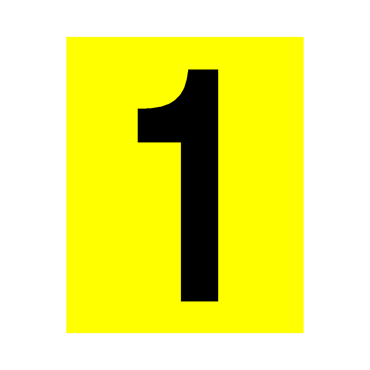 Yellow Number 1 Sign | Safety-Label.co.uk
