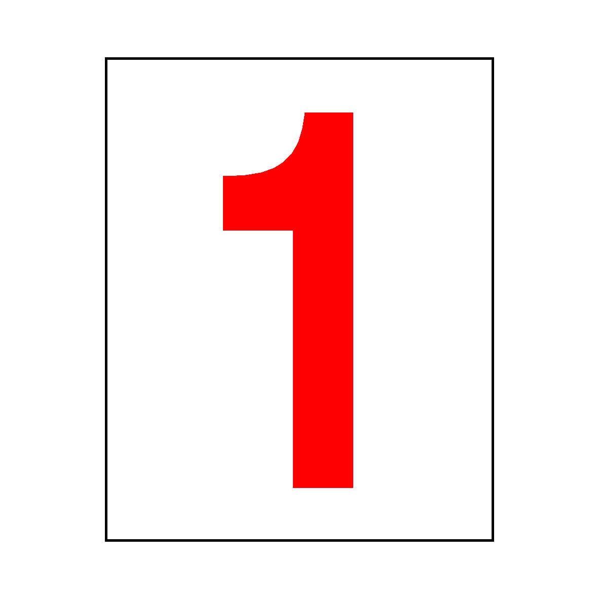 Number 1 Sign Red | Safety-Label.co.uk