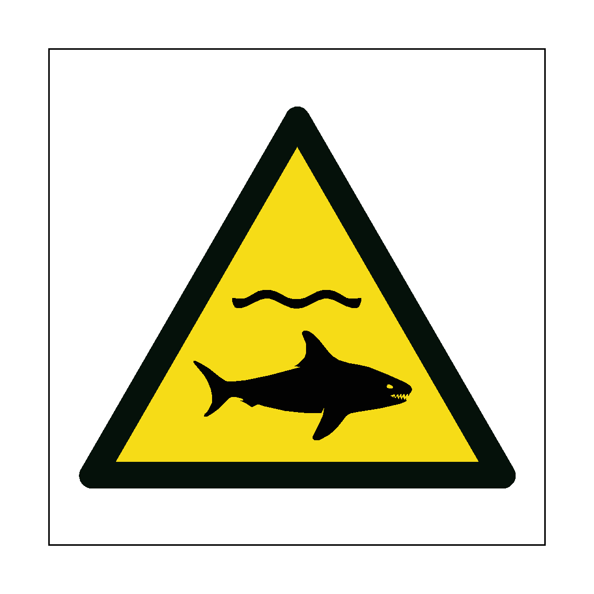 Shark In Water Hazard Symbol Label | Safety-Label.co.uk