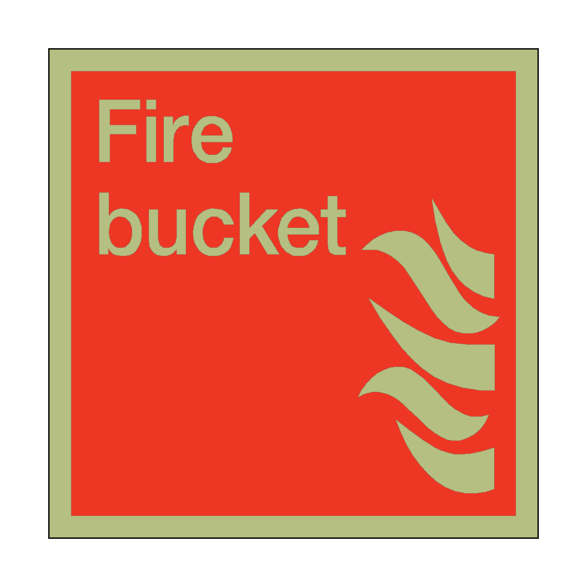Photoluminescent Fire Bucket Square Sticker