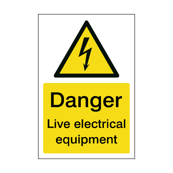 Danger Live Electrical Equipment Safety Sign | Safety-Label.co.uk