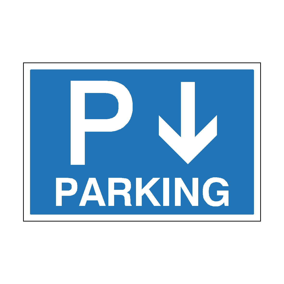 Parking Sign Arrow Down (Blue) | Safety-Label.co.uk