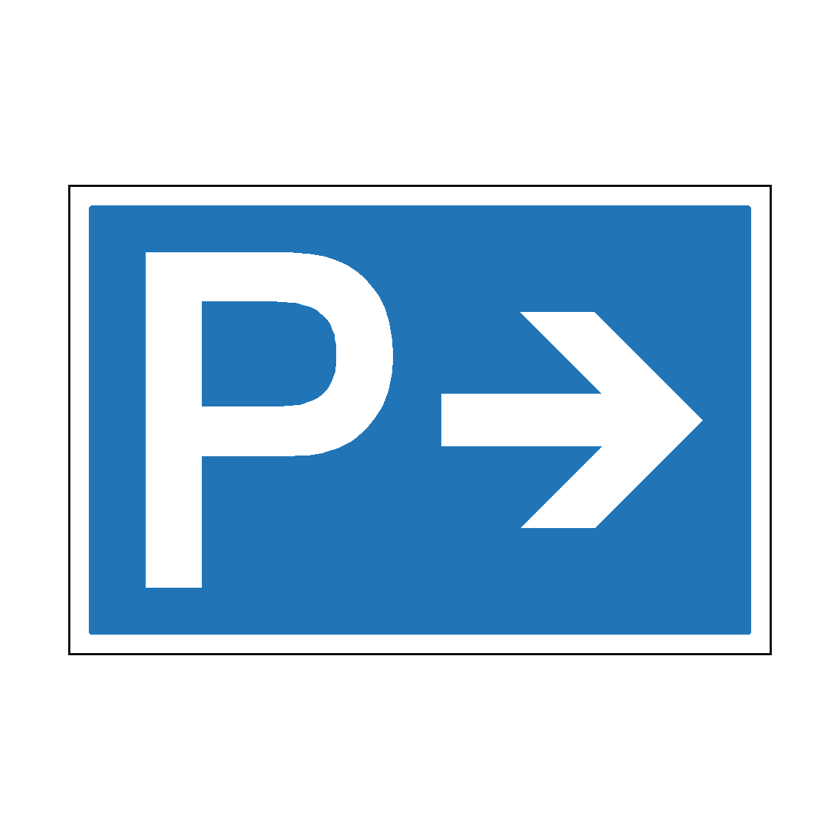 Parking P Sign Arrow Right (Blue) | Safety-Label.co.uk
