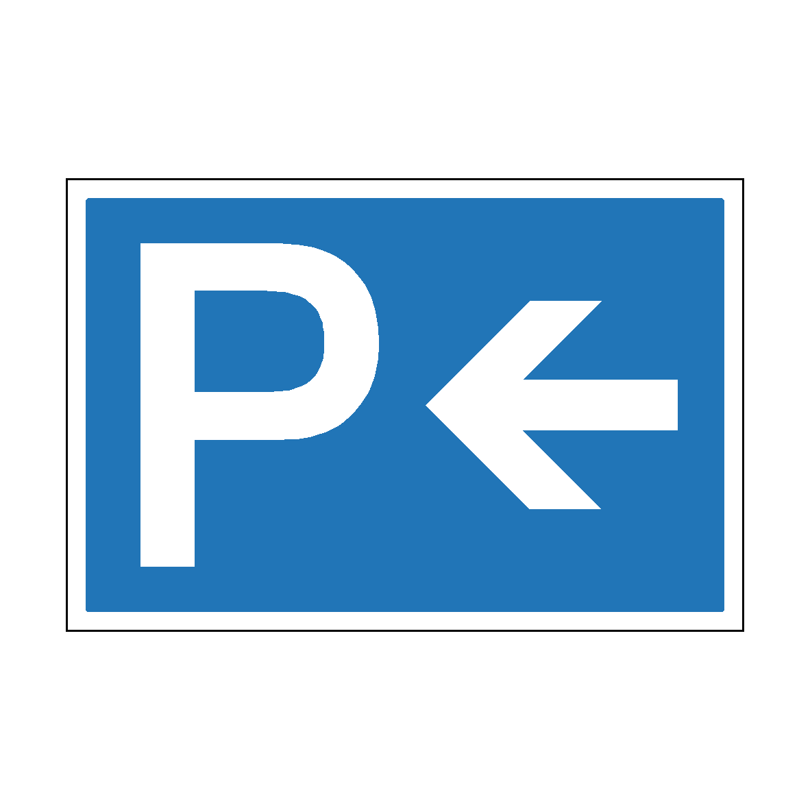 Parking P Sign Arrow Left (Blue) | Safety-Label.co.uk