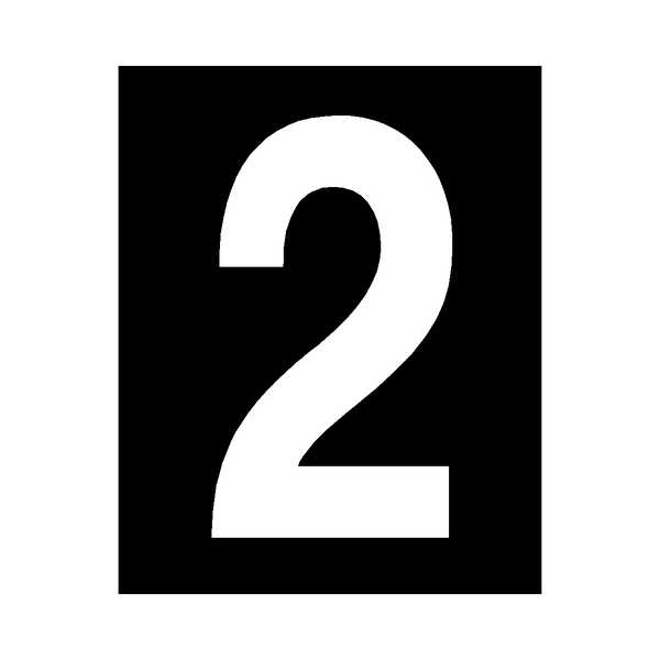 White Number 2 Sign | Safety-Label.co.uk