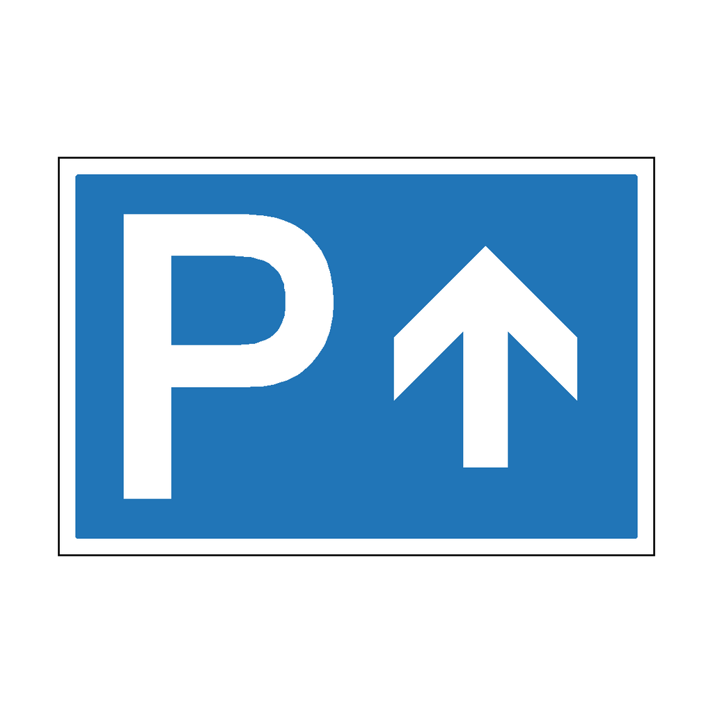 Parking P Sign Arrow Up (Blue) | Safety-Label.co.uk