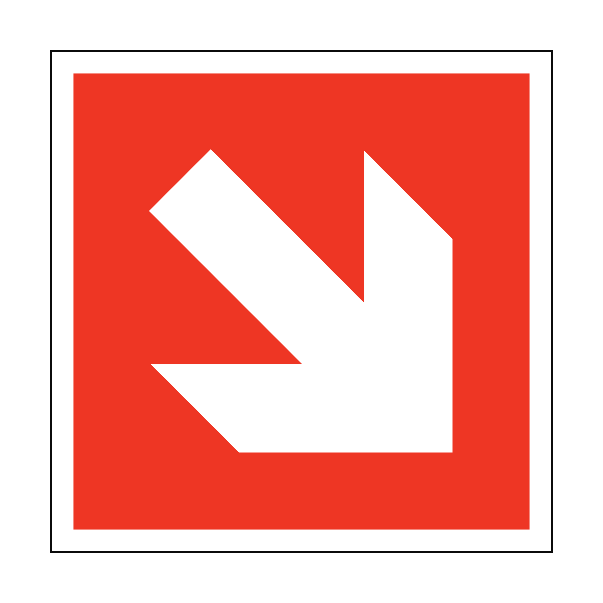 Arrow Safety Sign Down Right | Safety-Label.co.uk