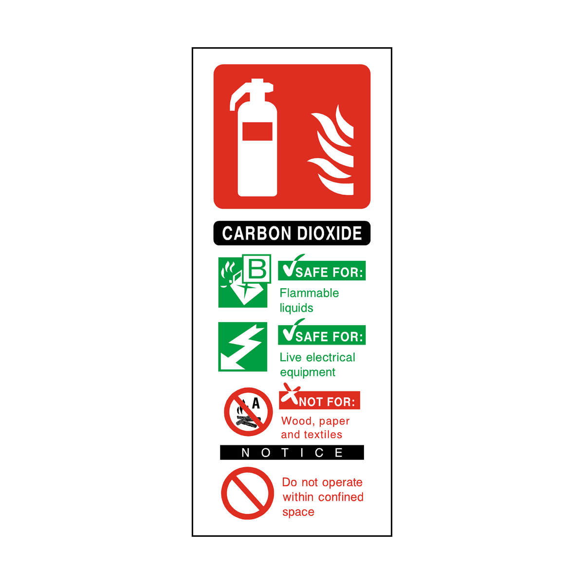 Carbon Dioxide Fire Extinguisher Sign | Safety-Label.co.uk