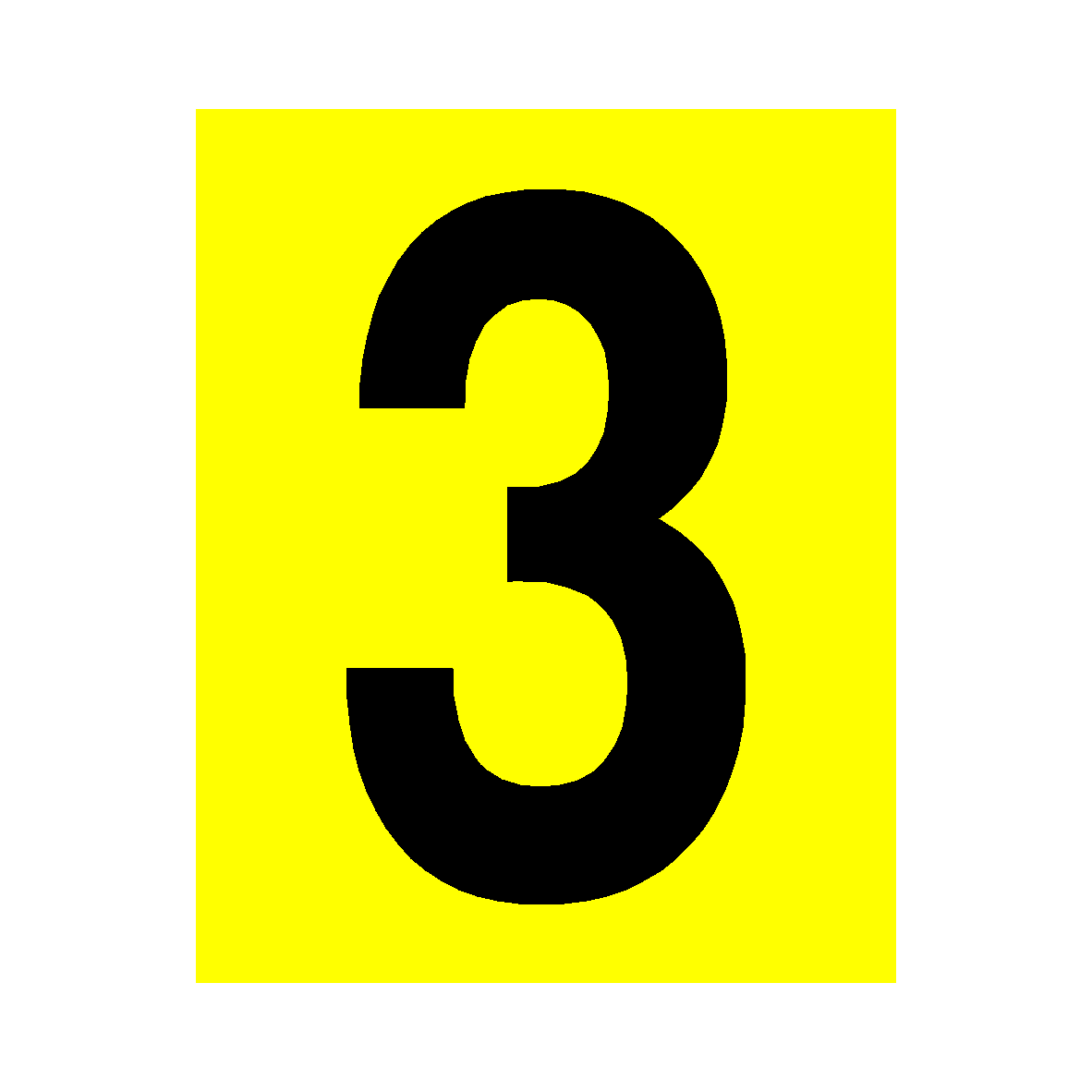 Yellow Number 3 Sign | Safety-Label.co.uk
