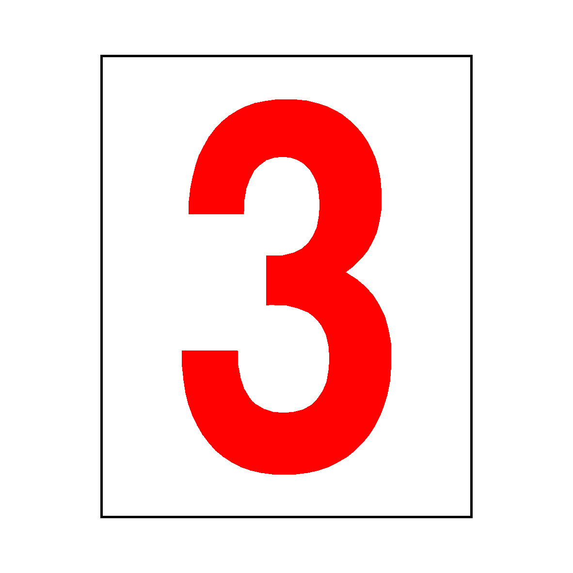 Number 3 Sign Red | Safety-Label.co.uk