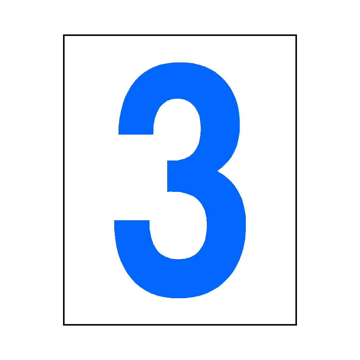 Number 3 Sign Blue | Safety-Label.co.uk