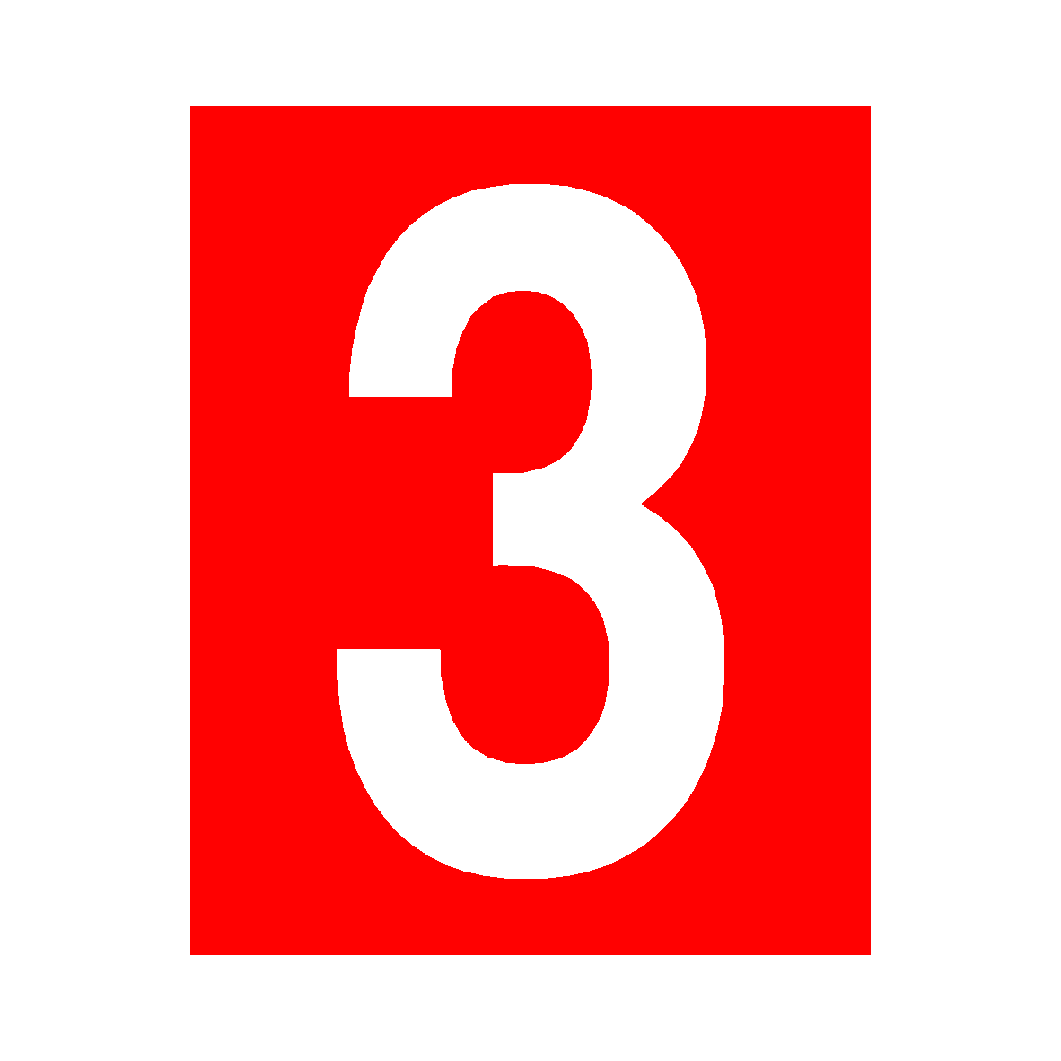 Red Number 3 Sign | Safety-Label.co.uk