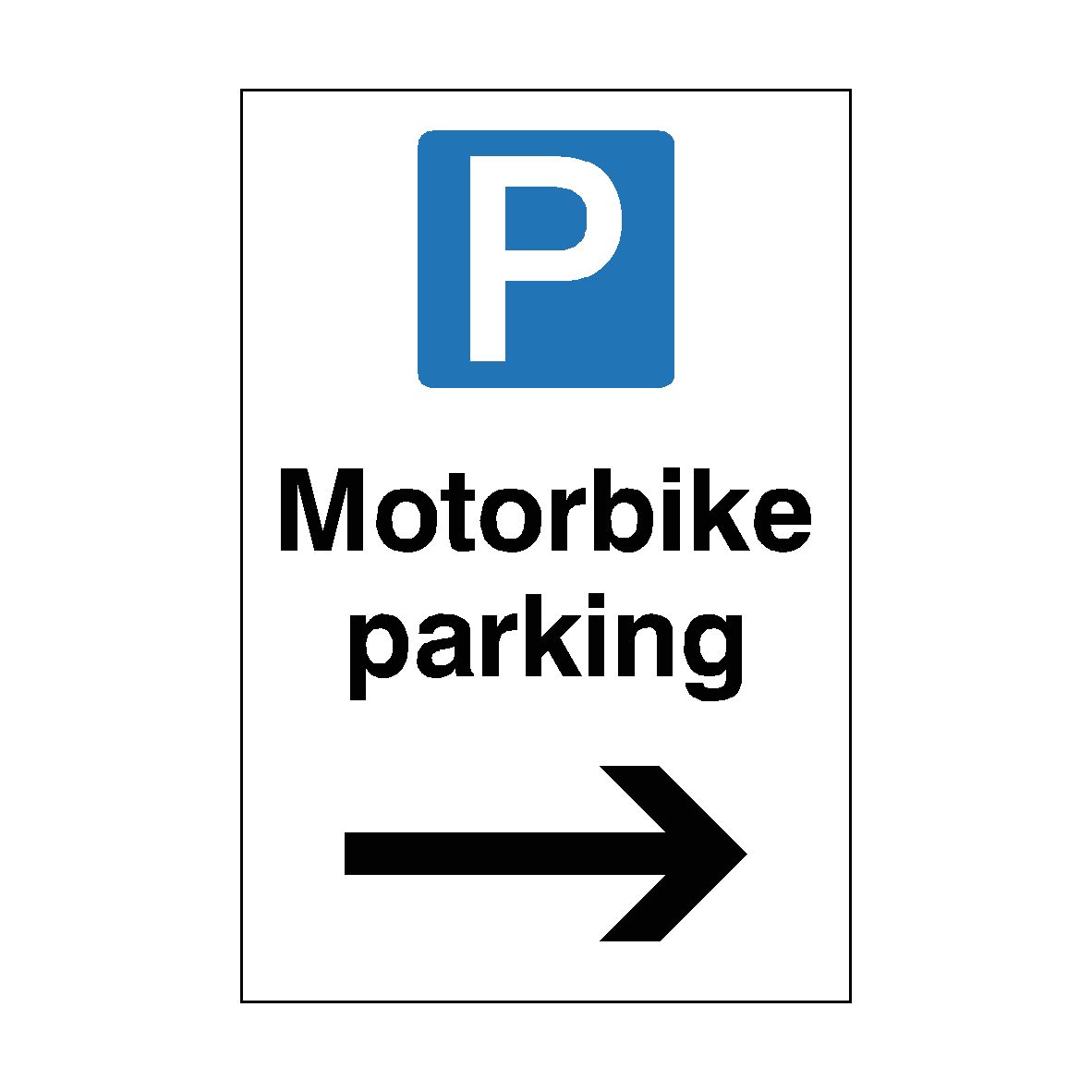 Motorbike Parking Sign Arrow Right | Safety-Label.co.uk