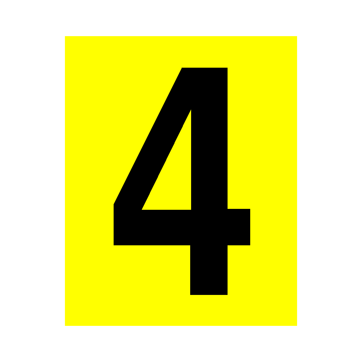 Yellow Number 4 Sign | Safety-Label.co.uk