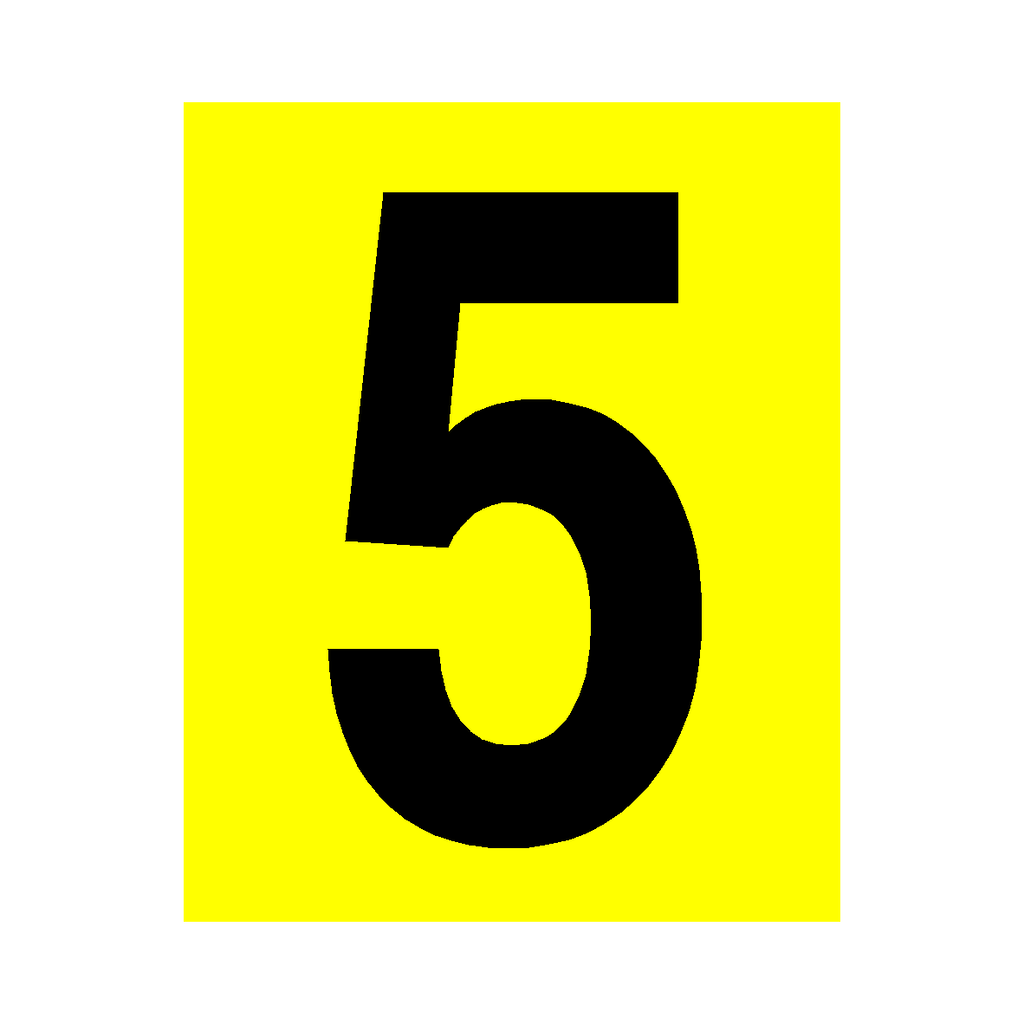 Yellow Number 5 Sign | Safety-Label.co.uk