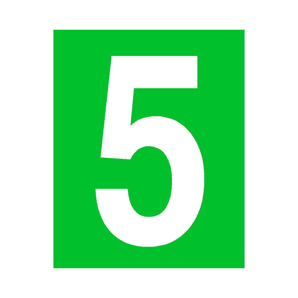 Green Number 5 Sign | Safety-Label.co.uk
