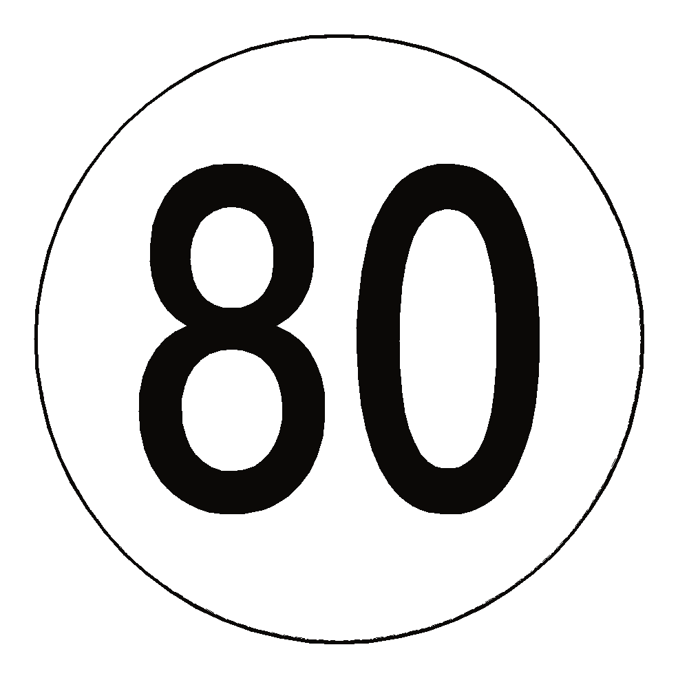 80 Kph Speed Limit Sticker International - Pack of 2 | Safety-Label.co.uk