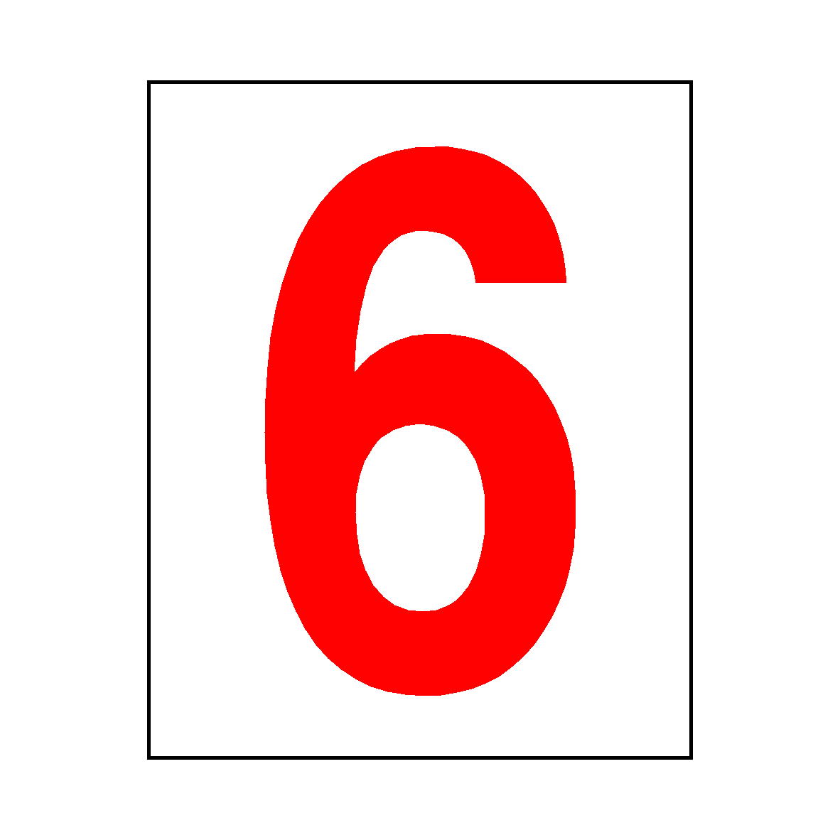 Number 6 Sign Red