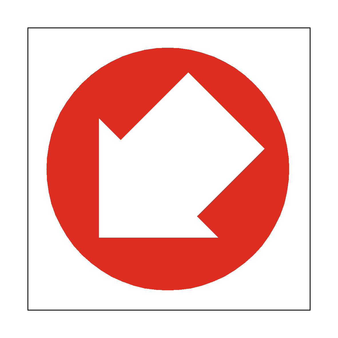 Fire Arrow Down Left Symbol Safety Sign | Safety-Label.co.uk