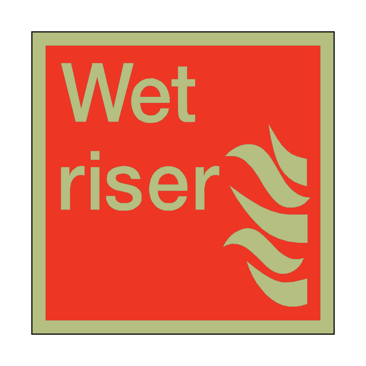 Photoluminescent Wet Riser Square Sticker | Safety-Label.co.uk
