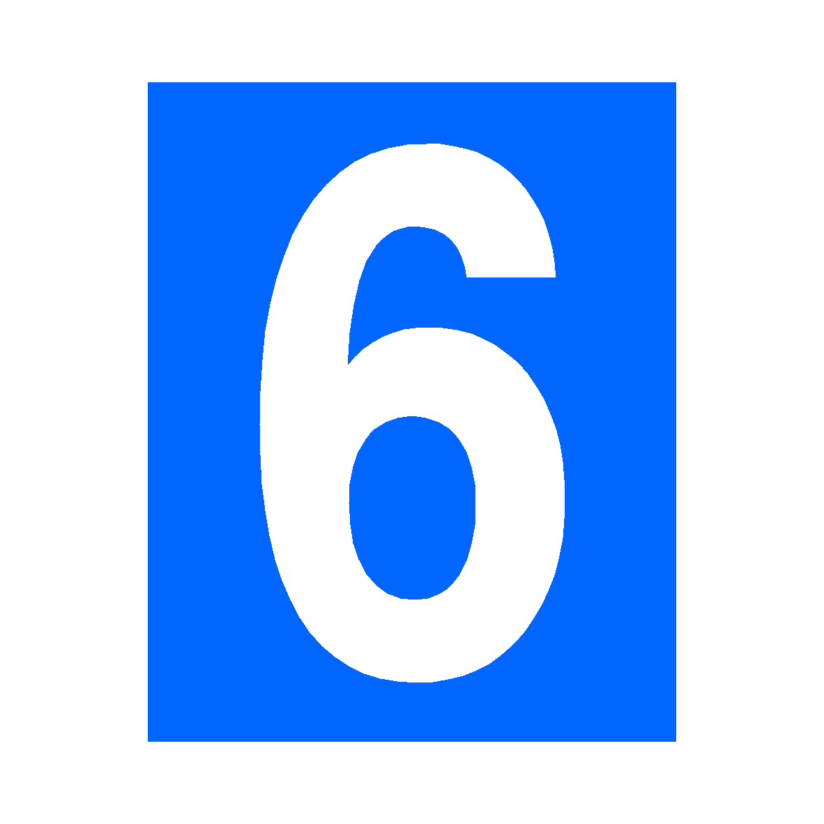 Blue Number 6 Sign | Safety-Label.co.uk