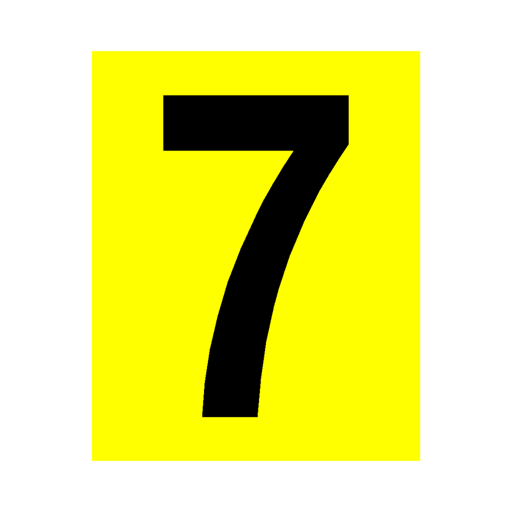 Yellow Number 7 Sign | Safety-Label.co.uk