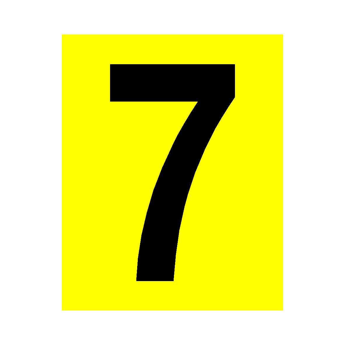 Yellow Number 7 Sign | Safety-Label.co.uk