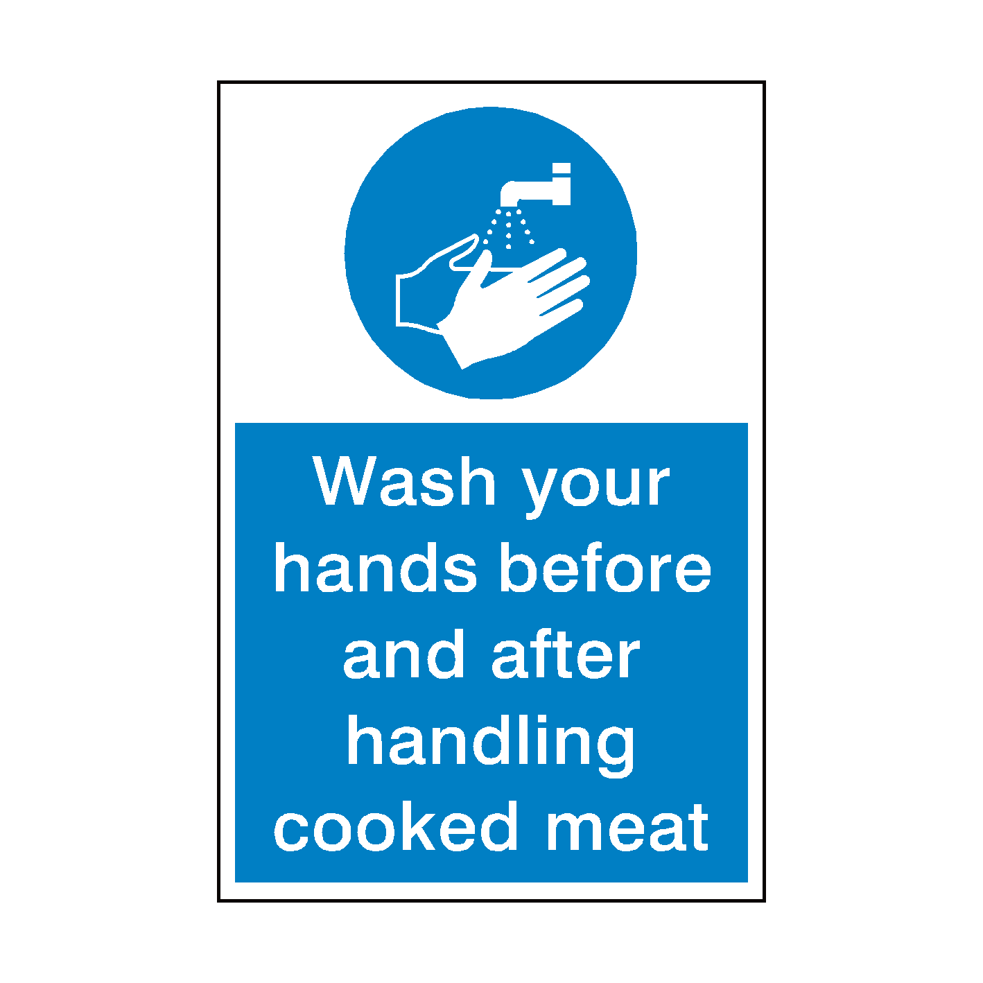 Wash Your Hands Cooked Meat Sticker | Safety-Label.co.uk