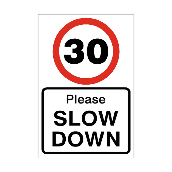 30 Mph Slow Down Speed Limit Sign