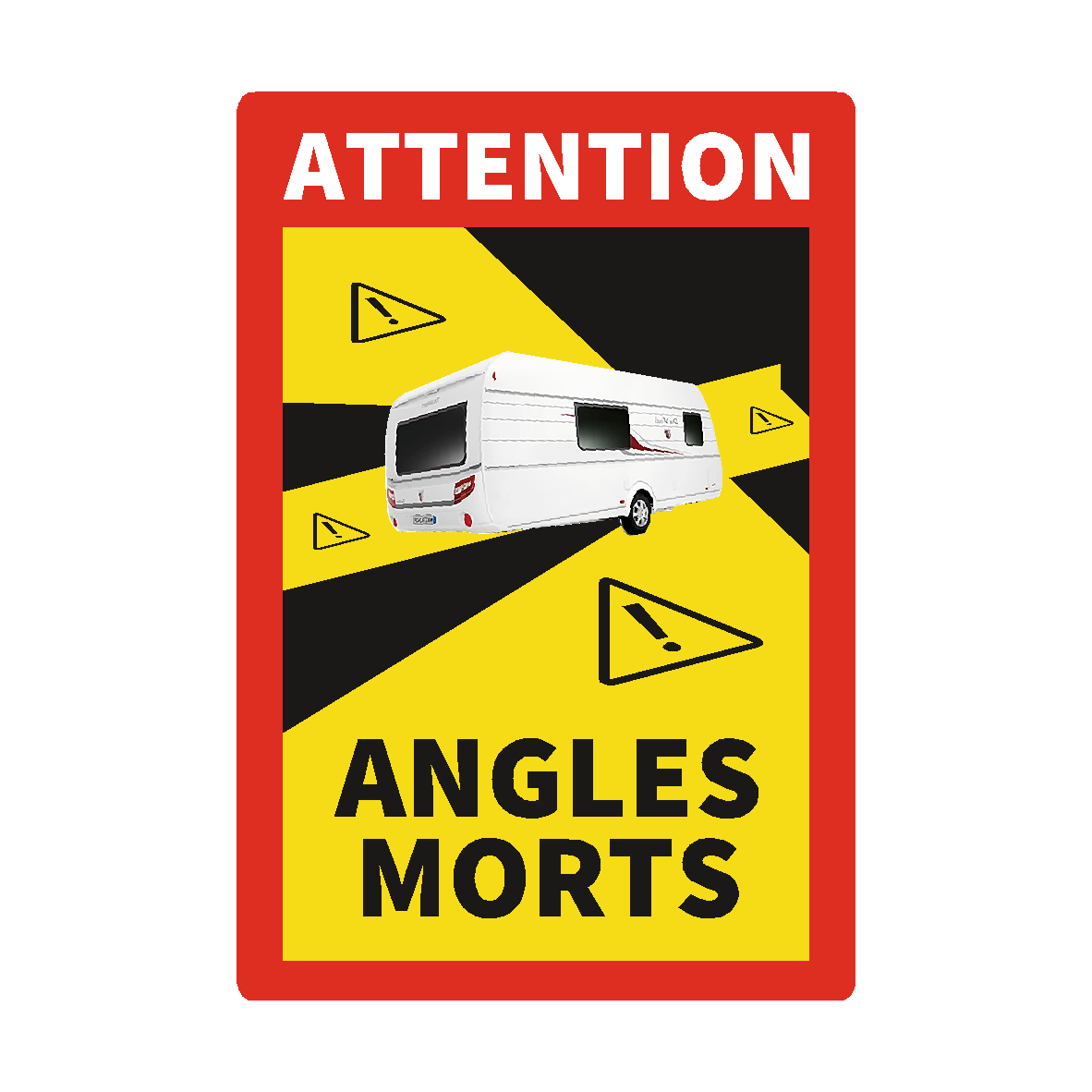 Blind Spot Angles Morts Caravan Trailer Sticker | Safety-Label.co.uk