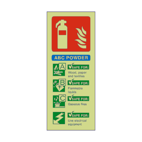 ABC Powder Fire Extinguisher Photoluminescent Sign | Safety-Label.co.uk