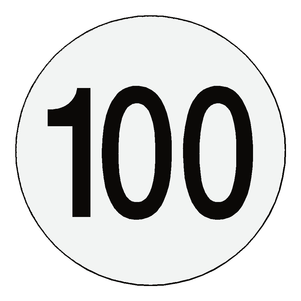 Reflective 100 Kph Speed Limit Sticker international | Safety-Label.co.uk