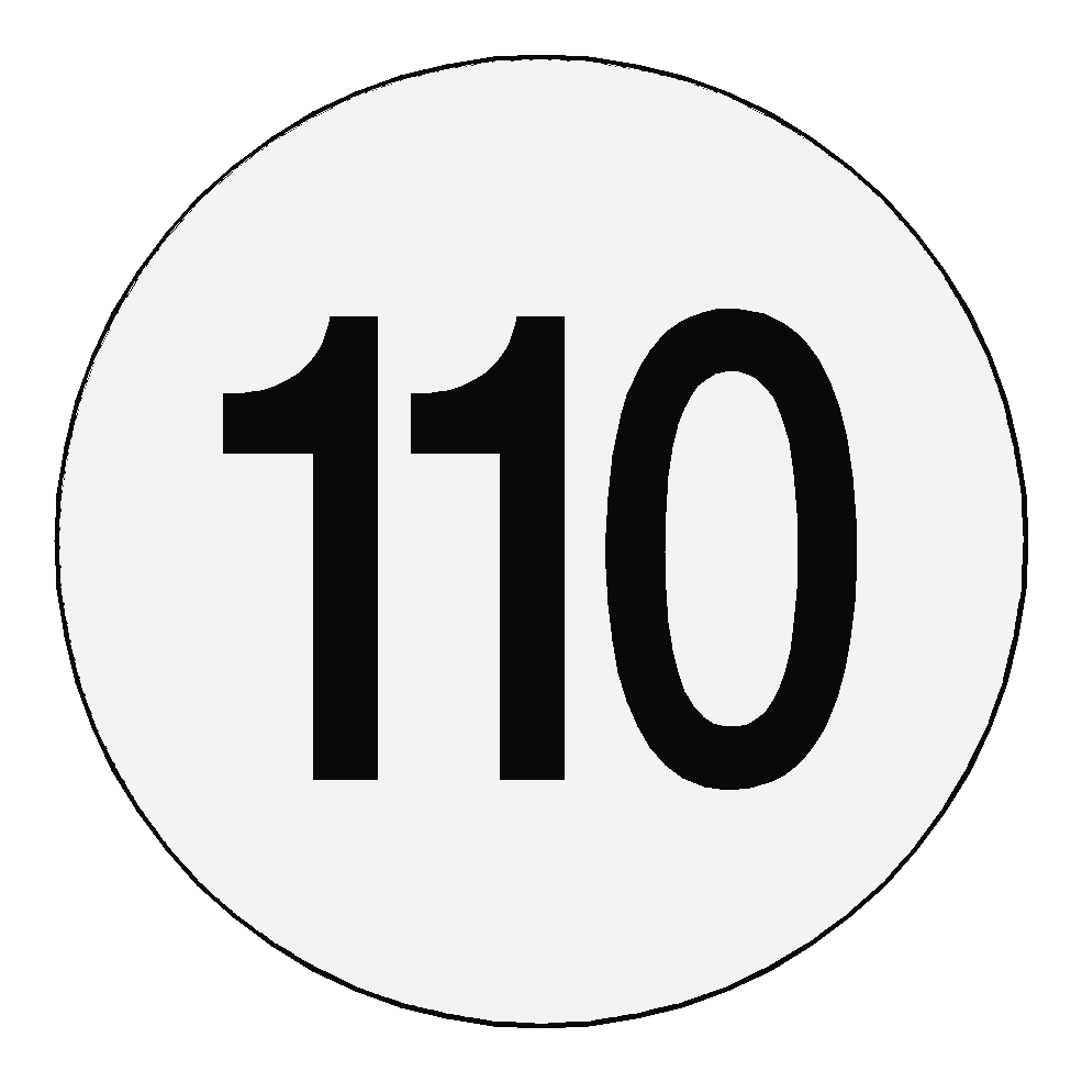 Reflective 110 Kph Speed Limit Sticker International | Safety-Label.co.uk
